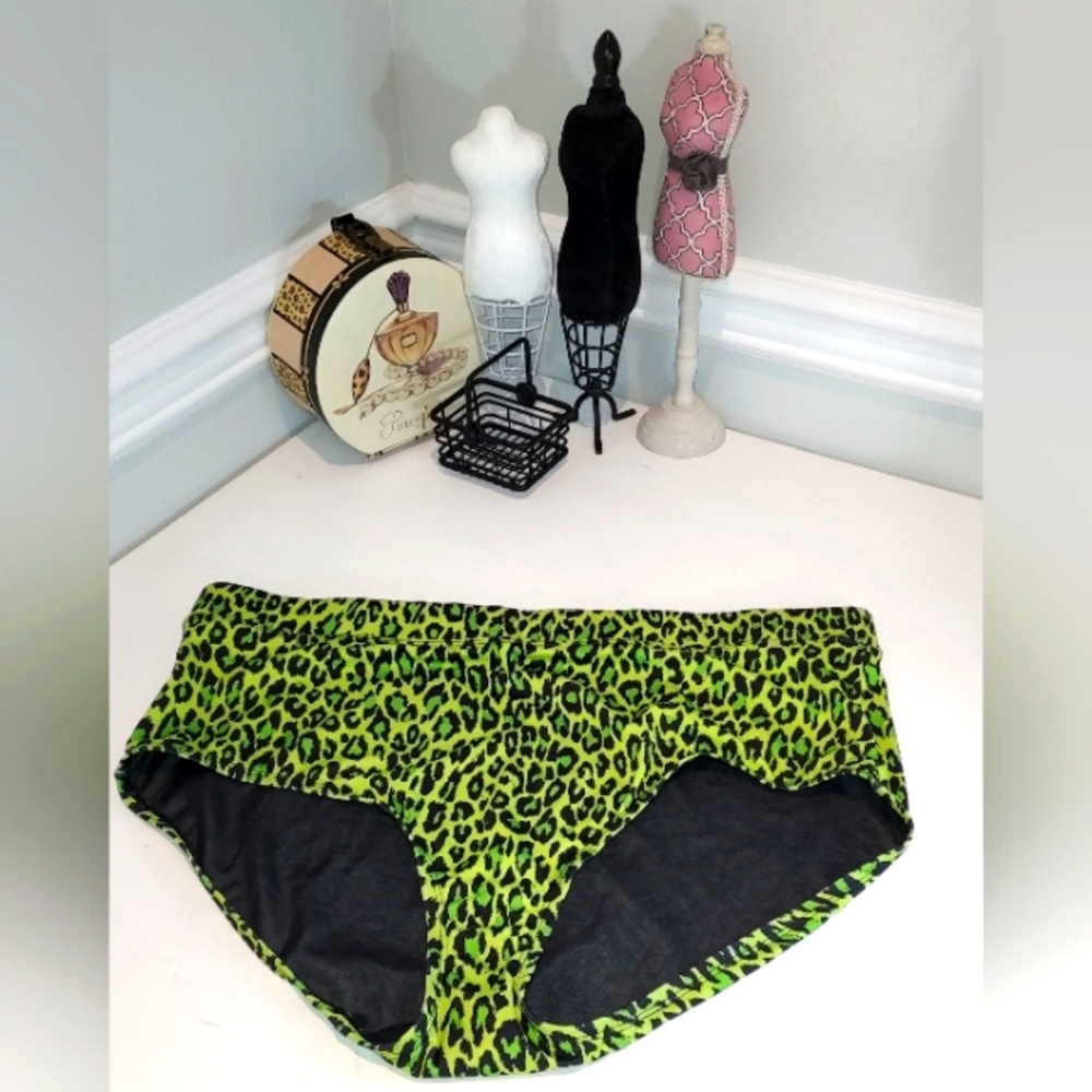 Swim By Cacique Neon Green Leopard Print Swim Bottoms… - Gem